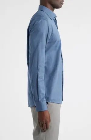 JACK VICTOR Leonard Cotton Button-up Shirt - Blue