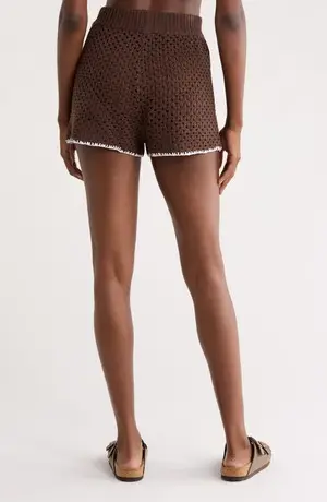 Elan Open Knit Shorts - Brown