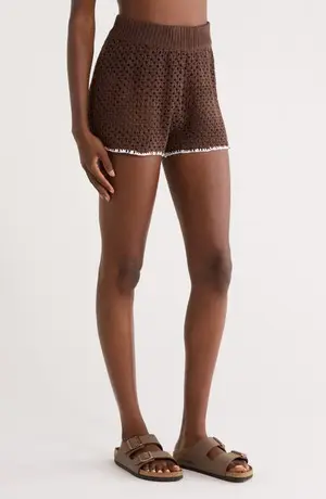 Elan Open Knit Shorts - Brown