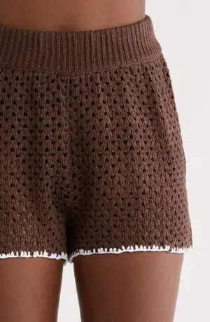 Elan Open Knit Shorts - Brown