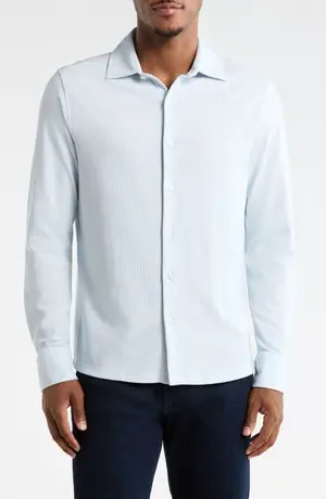 Robert Barakett Tyrek Jersey Button-up Shirt - Blue Haze