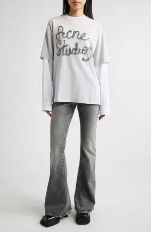 Acne Studios Edra Double U Tinsel Logo Layered T-shirt