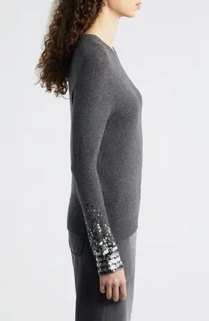 Kobi Halperin Lainey Sequin Cuff Sweater - Grey