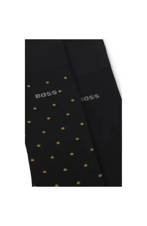 BOSS Two-pack Of Dot And Solid Dress Socks - Blk