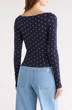 PACSUN Shaina Polka Dot Long Sleeve Top