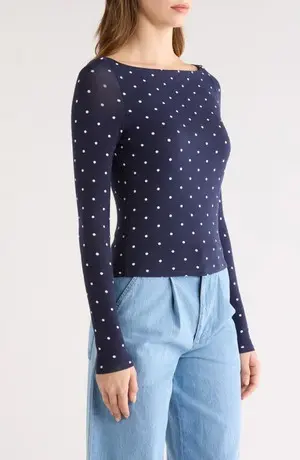 PACSUN Shaina Polka Dot Long Sleeve Top