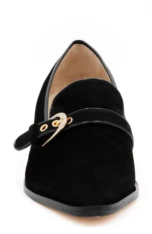 AMALFI BY RANGONI Publio Pointed Toe Loafer Pump - Black Cashmere Black Vernice