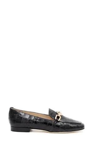 AMALFI BY RANGONI Gentile Croc-embossed Leather Bit Loafer - Black Cocco Bengala Gold