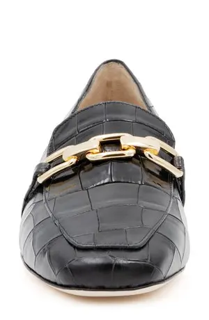 AMALFI BY RANGONI Gentile Croc-embossed Leather Bit Loafer - Black Cocco Bengala Gold