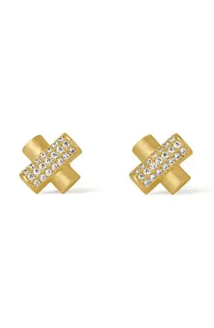 DEAN DAVIDSON Juliette Pavé Crisscross Stud Earrings - White Topaz/gold