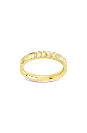Sterling Forever Herringbone Ribbed Band Ring - Gold