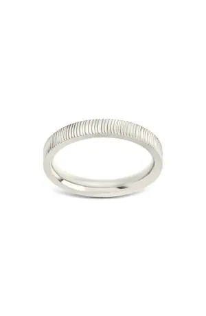 Sterling Forever Herringbone Ribbed Band Ring - Silver