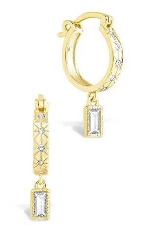 Sterling Forever Oaklyn Cubic Zirconia Drop Hoop Earrings - Gold