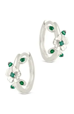 Sterling Forever Cambrie Cubic Zirconia Flower Hoop Earrings - Silver