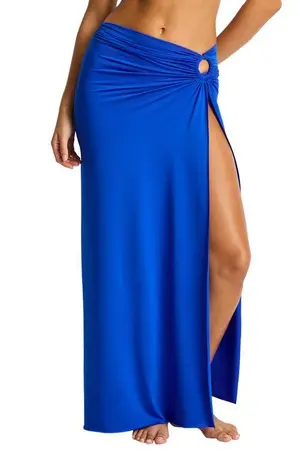SEA LEVEL Mythos Ring Detail Cover-up Maxi Skirt - Cobalt