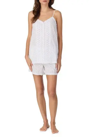 Eileen West Eyelet Trim Cotton Short Pajamas - Rose Bud