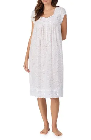 Eileen West Waltz Cap Sleeve Cotton Nightgown - Rosbud Print