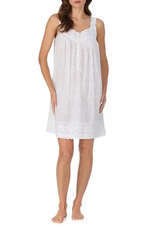 Eileen West Lace Eyelet Cotton Chemise - Rosebud