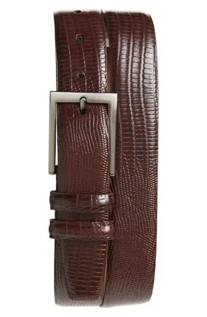 Torino Lizard Embossed Calfskin Leather Belt Brown