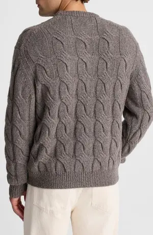 Madewell Crewneck Cable Knit Wool Blend Sweater - Heather Dark Driftwood