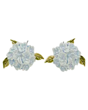 FABLE ENGLAND Hydrangea Stud Earrings - Blue & Silver