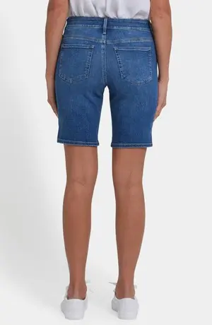NYDJ Ella Side Slit Denim Shorts - Opera Blue