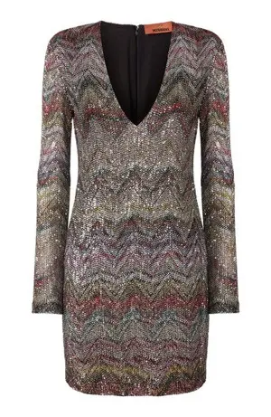 Missoni Mini Dress With V-neck And Zigzag Pattern