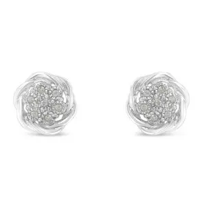 HAUS OF BRILLIANCE Sterling Silver Diamond Swirl Stud Earrings - White