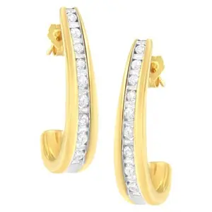 HAUS OF BRILLIANCE 10k Gold 1 Ct. Diamond J-hoop Earrings - Yellow