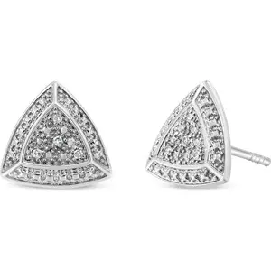 HAUS OF BRILLIANCE Silver Diamond-accented Trillion Stud Earrings - White