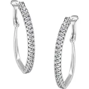 HAUS OF BRILLIANCE 10kt Gold 1 Ct Diamond Hoop Earrings - White