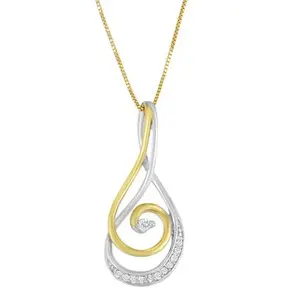 HAUS OF BRILLIANCE Espira 10k Two-tone Gold Diamond Pendant Necklace - Yellow