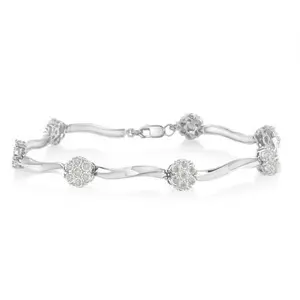 HAUS OF BRILLIANCE Sterling Silver 1.00 Carat Diamond Link Bracelet - White