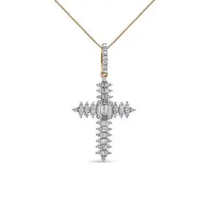 HAUS OF BRILLIANCE 10k Gold 7/8 Ctw Diamond Cross Pendant - Yellow