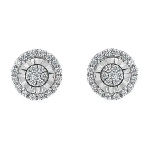 HAUS OF BRILLIANCE Diamond Cluster Stud Earrings - White