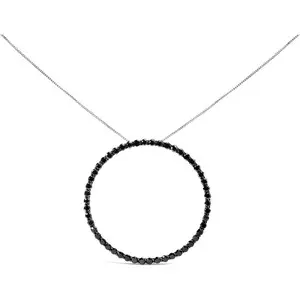 HAUS OF BRILLIANCE Silver 4.0 Cttw Black Diamond Pendant Necklace - White