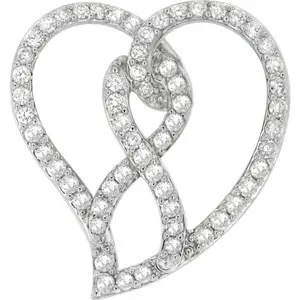 HAUS OF BRILLIANCE 14k Gold 1.0 Cttw Diamond Awareness Ribbon & Heart Pendant Necklace - White
