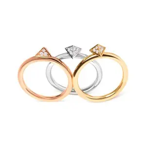 HAUS OF BRILLIANCE 14k Tri-color Gold 1/3 Cttw Diamond Stackable Band Ring Set - Yellow