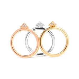 HAUS OF BRILLIANCE 14k Tri-color Gold 1/3 Cttw Diamond Stackable Band Ring Set