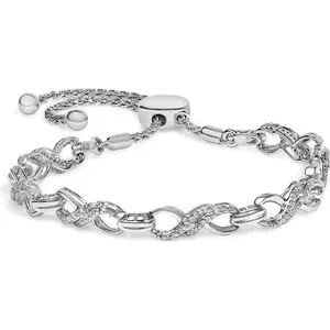 HAUS OF BRILLIANCE Silver Diamond Infinity Link Bolo Bracelet - White