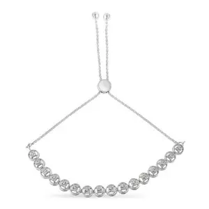 HAUS OF BRILLIANCE 925 Sterling Silver 0.25 Cttw Diamond Bolo Bracelet