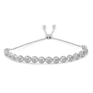 HAUS OF BRILLIANCE 925 Sterling Silver 0.25 Cttw Diamond Bolo Bracelet