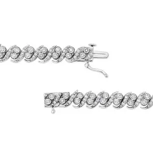 HAUS OF BRILLIANCE Silver 2.0 Cttw Round-cut Diamond "s" Link Bracelet