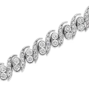 HAUS OF BRILLIANCE Silver 2.0 Cttw Round-cut Diamond "s" Link Bracelet