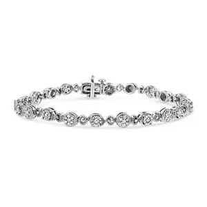 HAUS OF BRILLIANCE 1.0 Cttw Diamond Swirl Beaded Link Bracelet - White