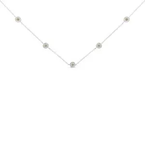 HAUS OF BRILLIANCE Silver Diamond Station Necklace - White