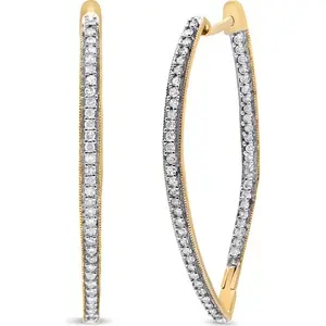 HAUS OF BRILLIANCE 10k Gold 1.00ct Diamond Hoop Earrings - Yellow