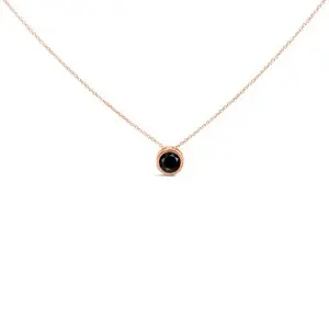 HAUS OF BRILLIANCE 14k Rose Gold 4.0 Cttw Black Diamond Solitaire Pendant Necklace - Pink