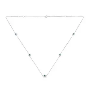 HAUS OF BRILLIANCE Silver Diamond Station Necklace - White