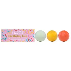 I LOVE COSMETICS Bath Fizzer Pack- 3 X 5.30 Oz Bath Bombs - Birthday Fun